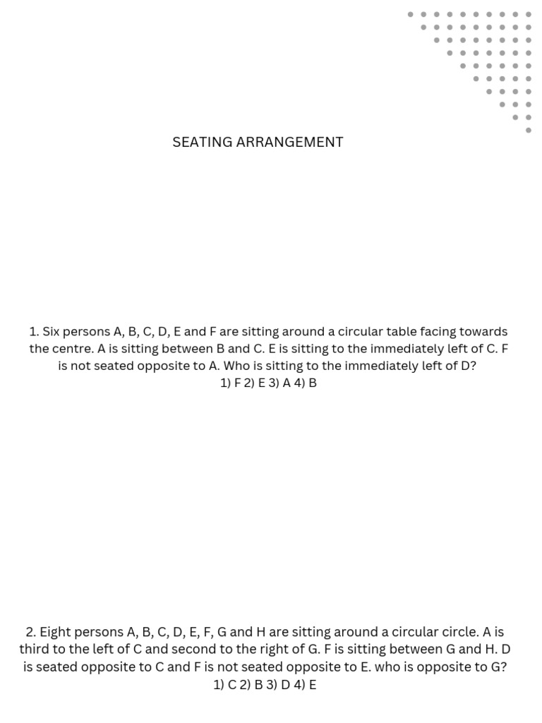 Seating Arrangement | PDF