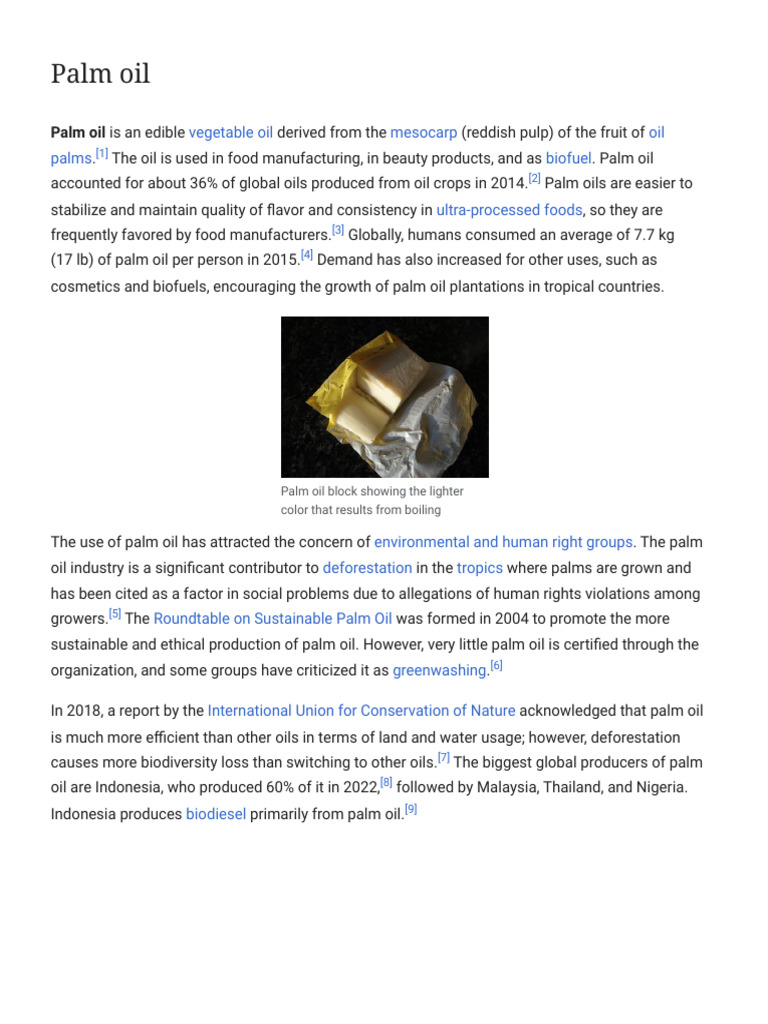 Palm Oil - Wikipedia | PDF
