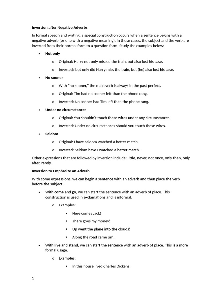 Inversion FCE Grammar Rules | PDF