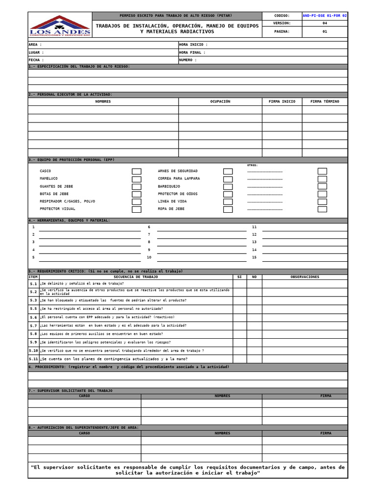 ALP-SG-EGE 01-FOR 07 Trab de Inst. Op. | PDF