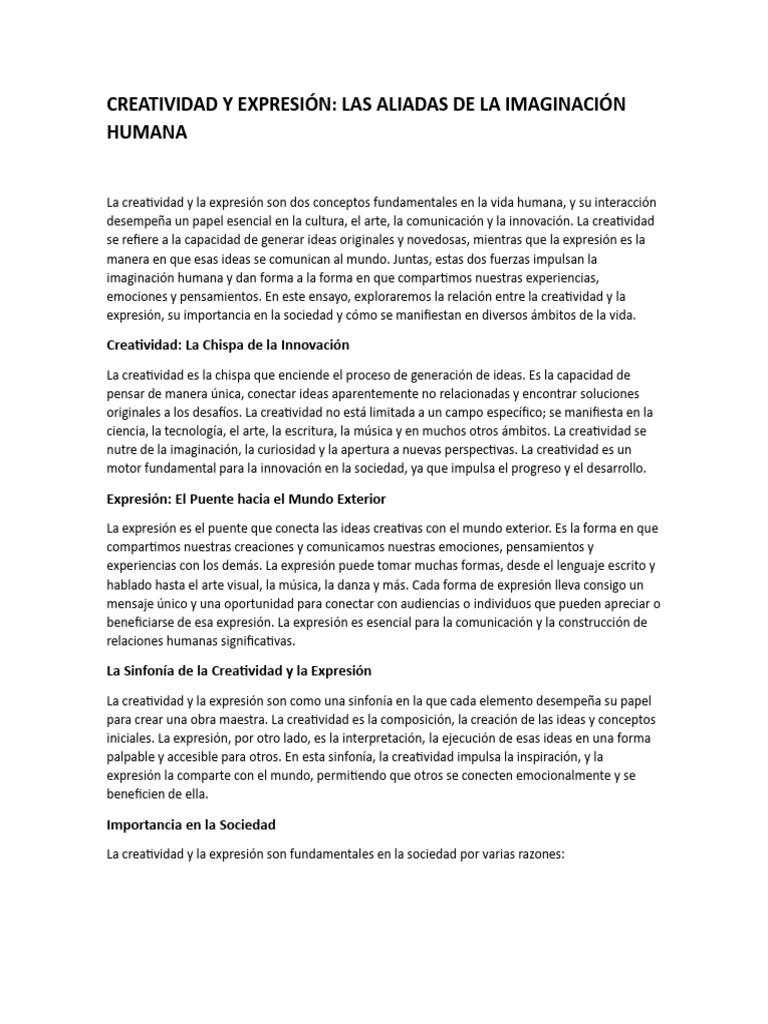 Creatividad y Expresión | PDF | Creatividad | Imaginación