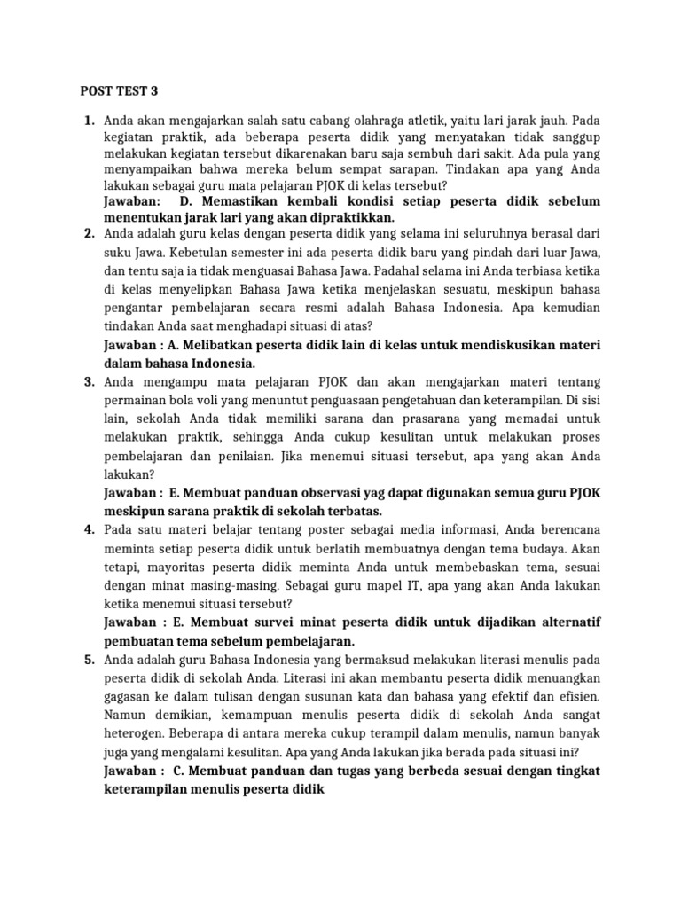 Post Test 1, 2 Dan 3 | PDF