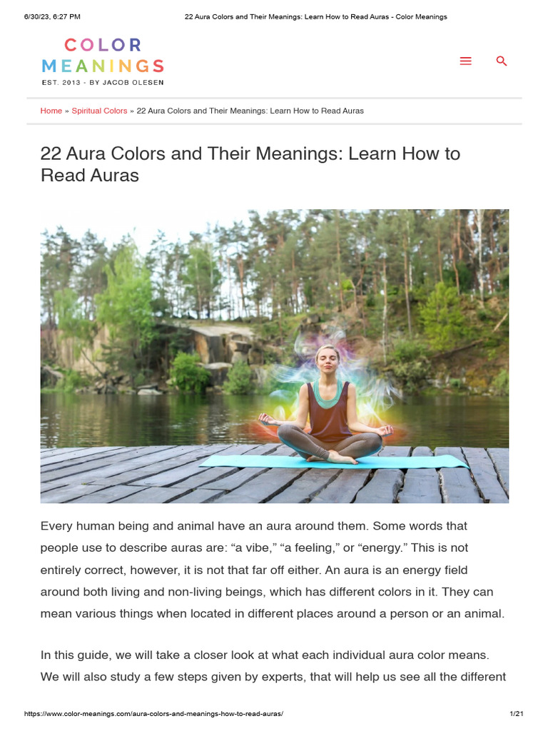 22 Aura Colors and Their Meanings - Learn How To Read Auras | PDF | Aura (Paranormal) | Self ...