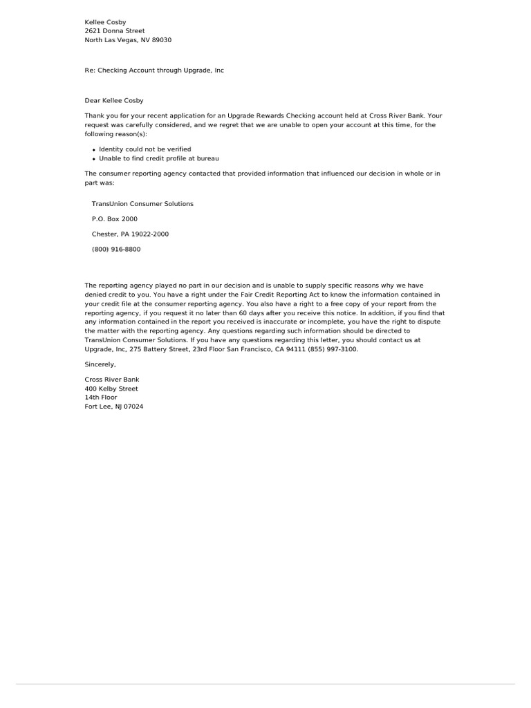 Adverse Action Notice | PDF