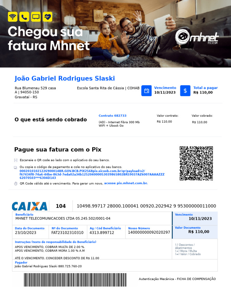 Fatura Mhnet Telecom | PDF