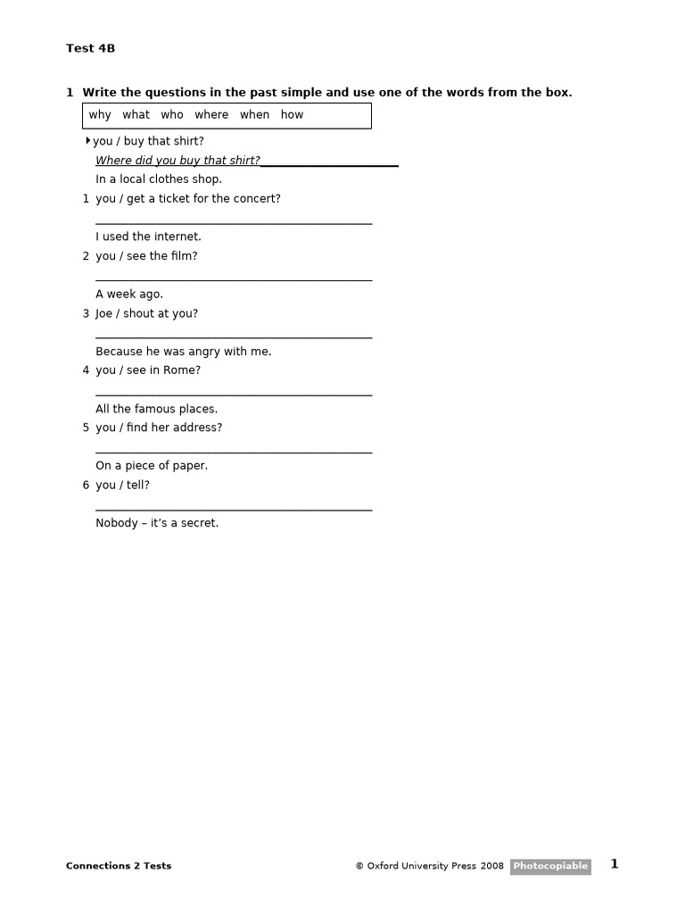 Level 2 Test 4B | PDF | Linguistics