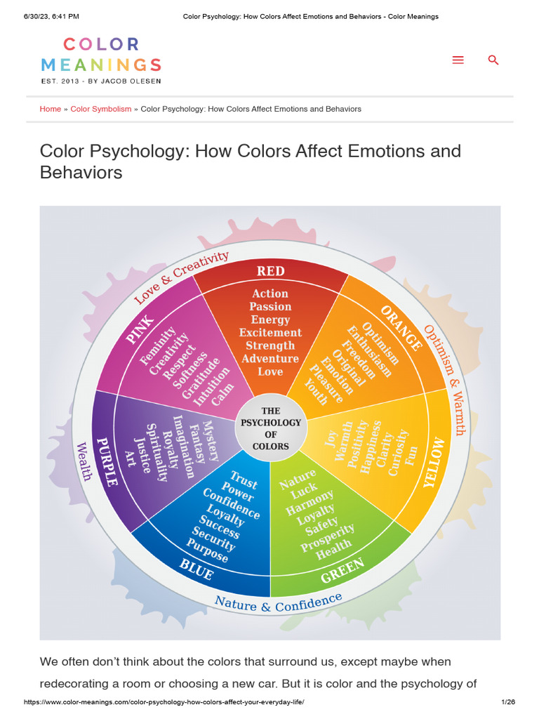 Color Psychology: Emotions and Effects | PDF | Color | Emotions