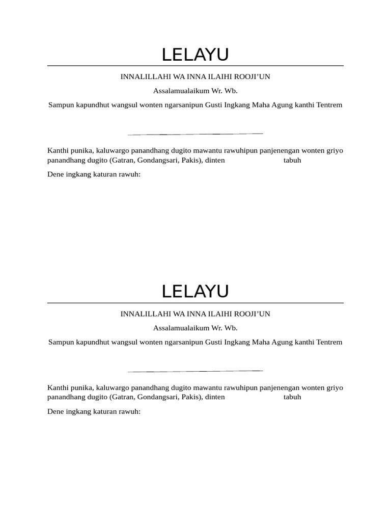 Undangan LELAYU | PDF