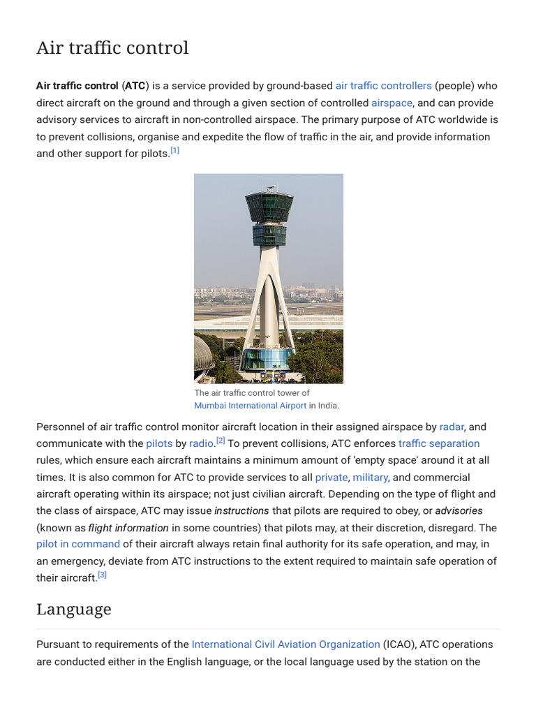 Air Traffic Control - Wikipedia | PDF | Air Traffic Control | Business