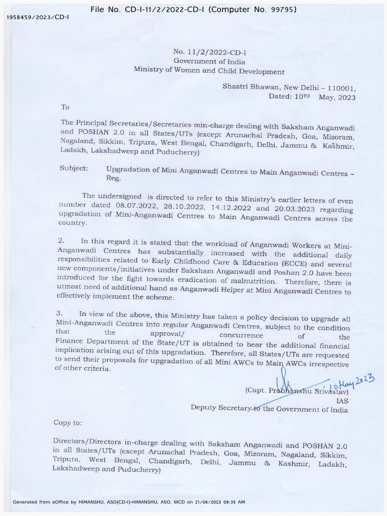 Upgradation of All Mini To Main Awcs | PDF