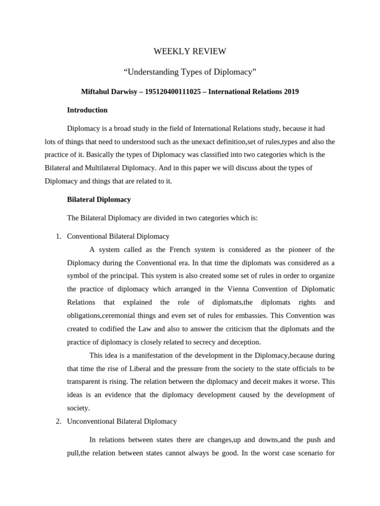 TYPES OF DIPLOMACY | PDF