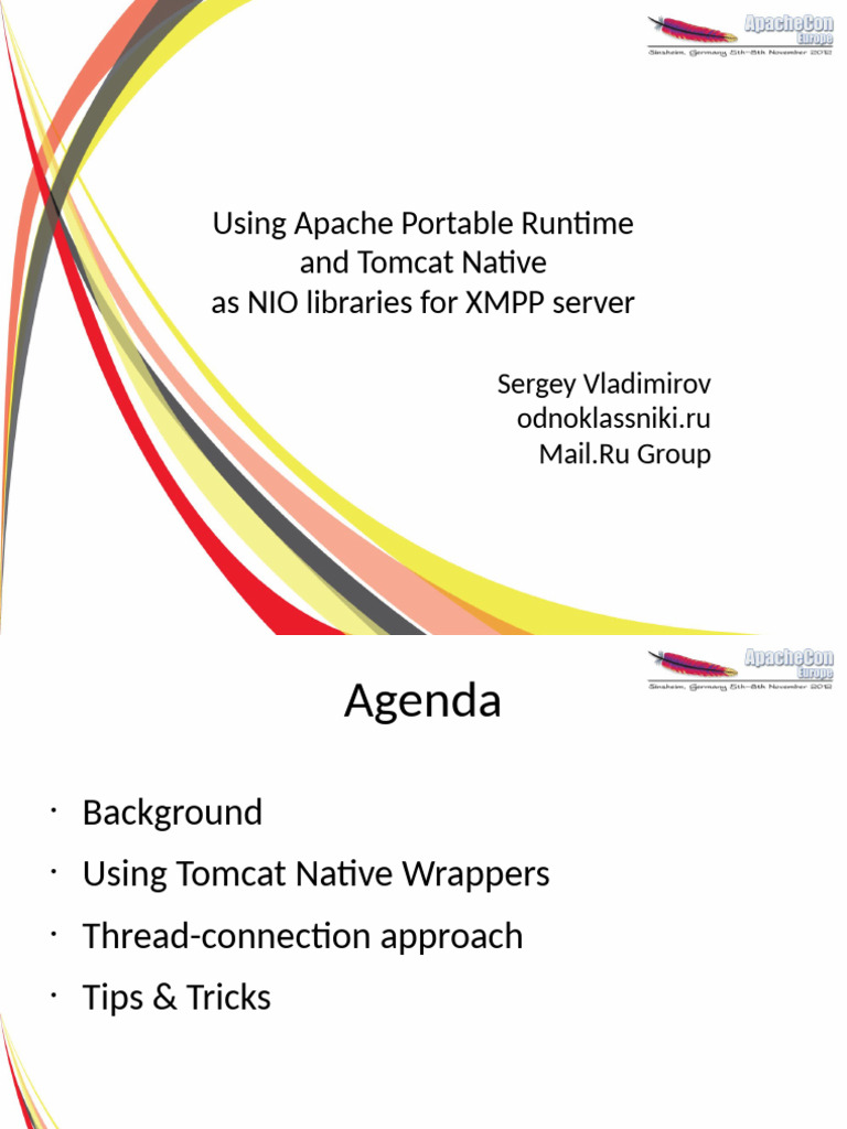 Aceu 2012 Using Apache Portable Runtime and Tomcat Native To As A Nio Library For XMPP Server | PDF