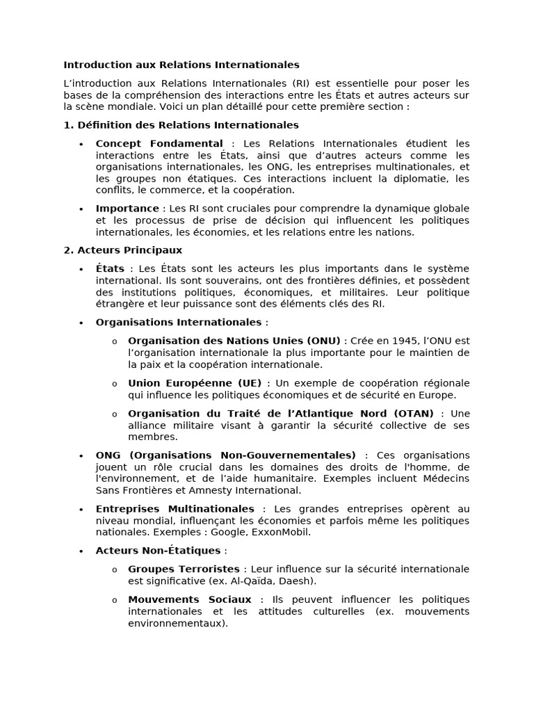 Introduction Aux Relations Internationales | PDF