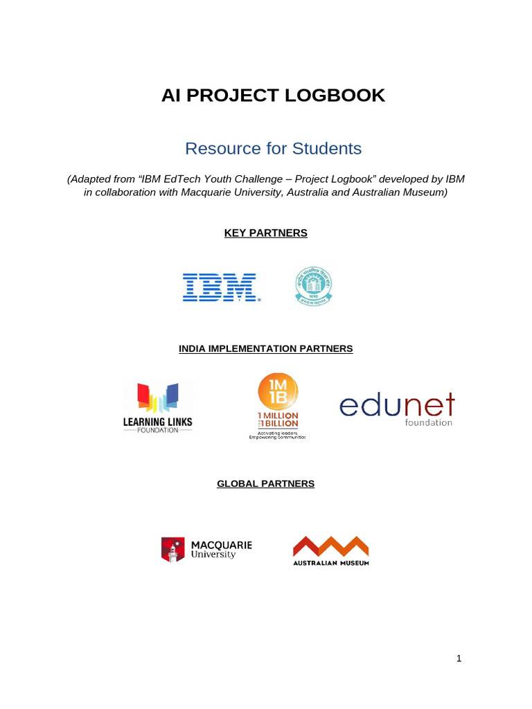 IBM-CBSE AI Project Logbook | PDF