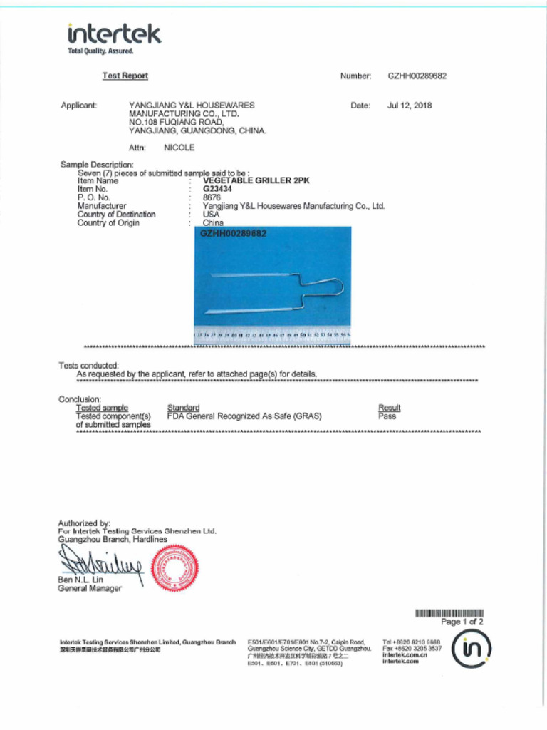 Intertek - G23434-FDA | PDF