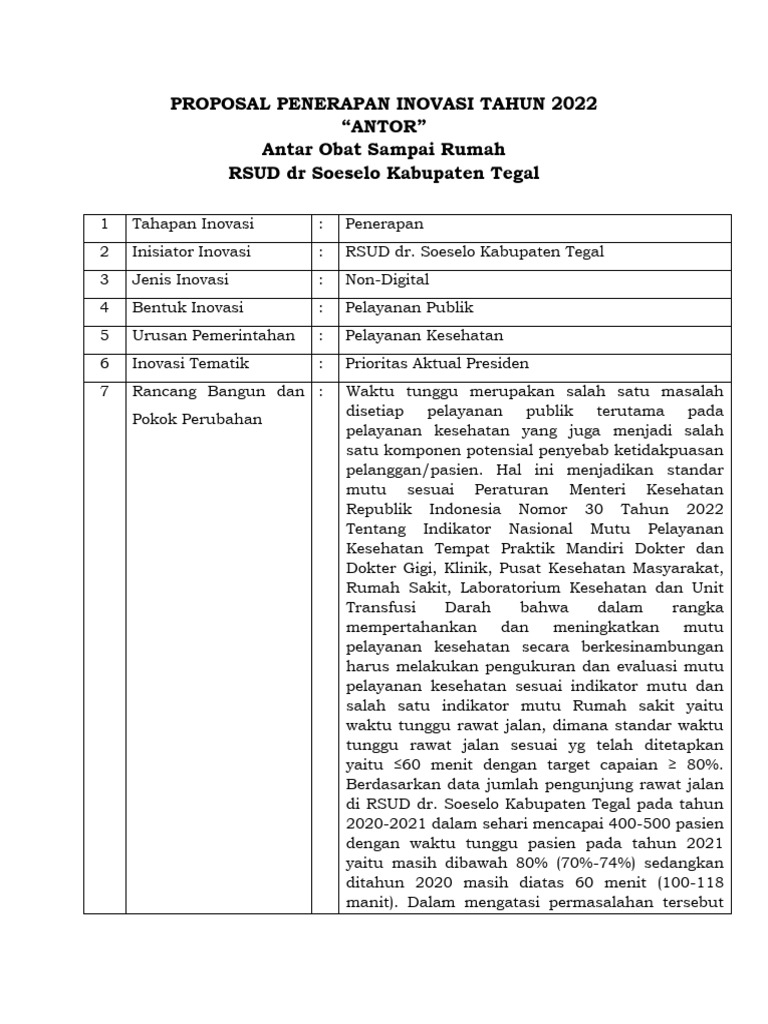 Inovasi Antor Tahun 2022 | PDF