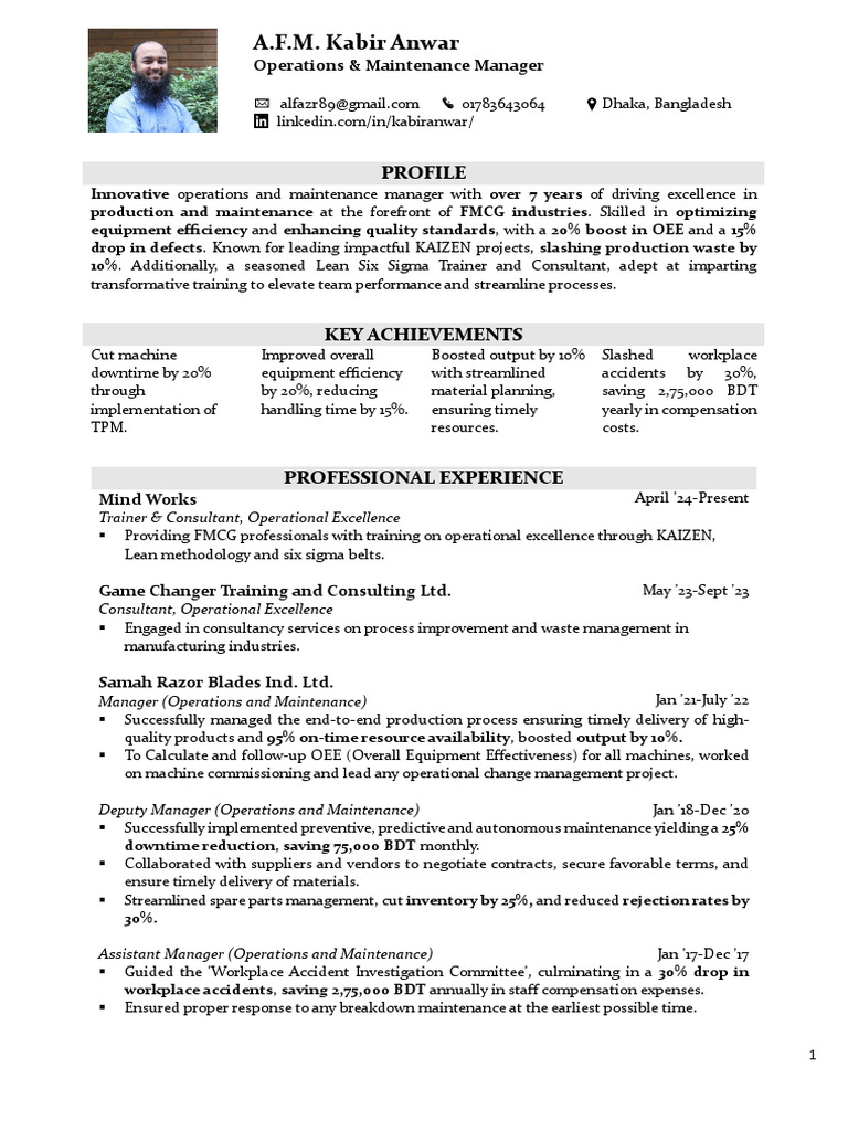 CV of a.F.M. Kabir Anwar PDF | PDF