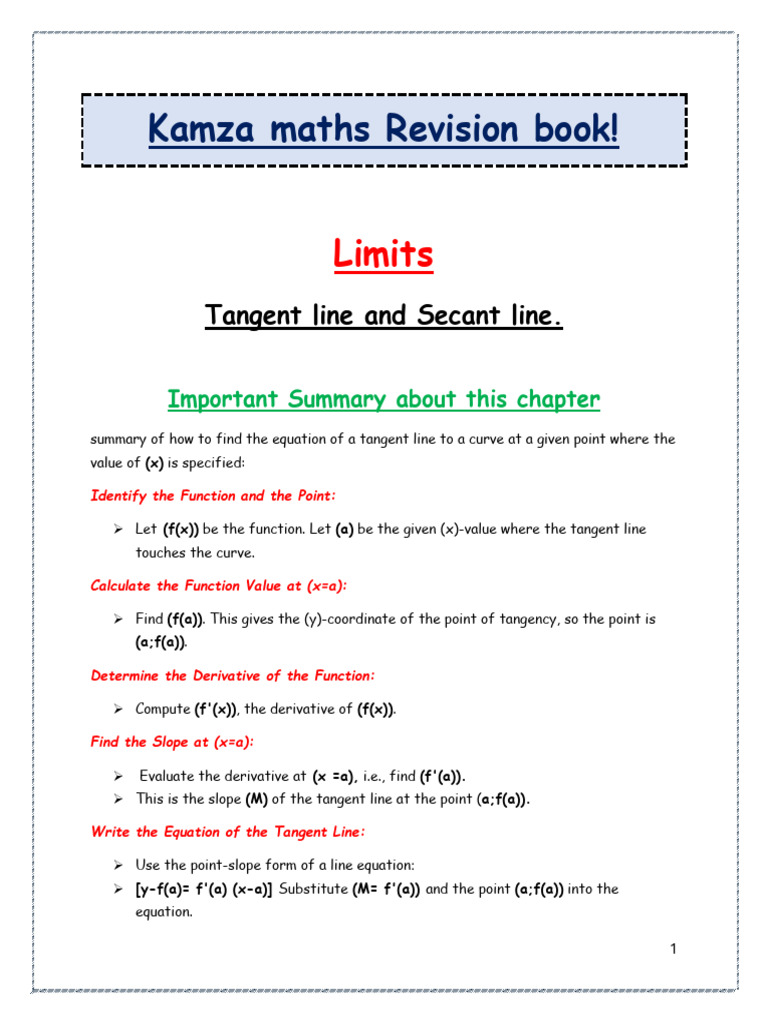Kamza's Maths Revision Book | PDF | Tangent | Mathematical Analysis