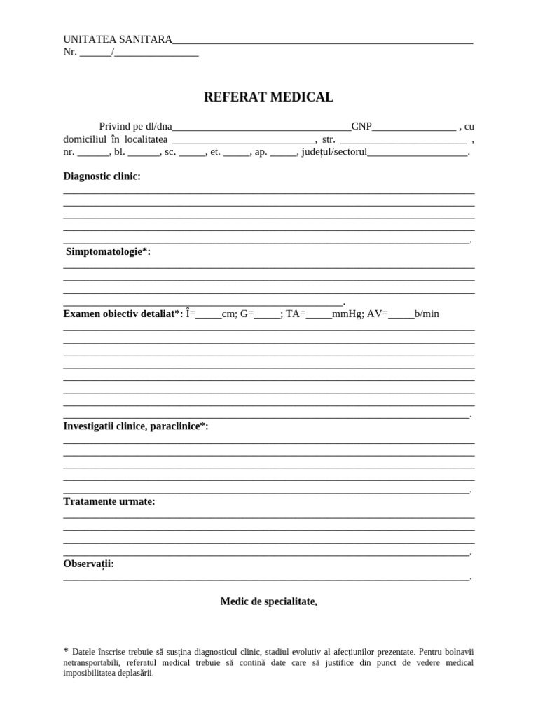 Model Referat Medical | PDF | Health Care | Social Science