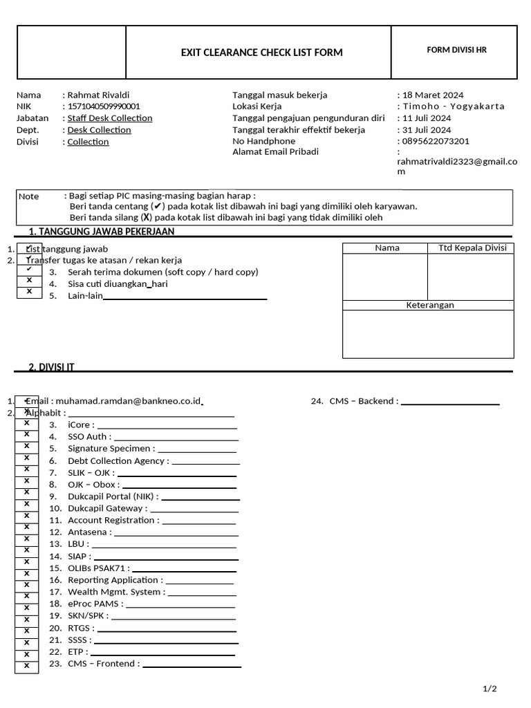 Exit Clearance - 2024 | PDF