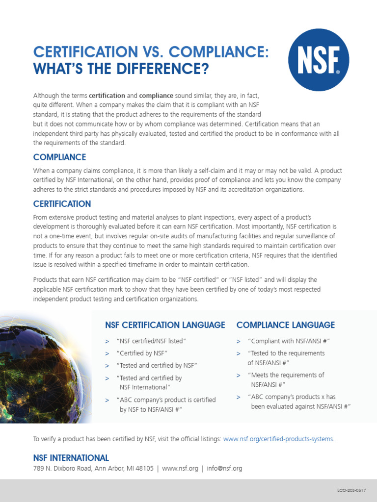 Water Certification Vs-Compliance | PDF