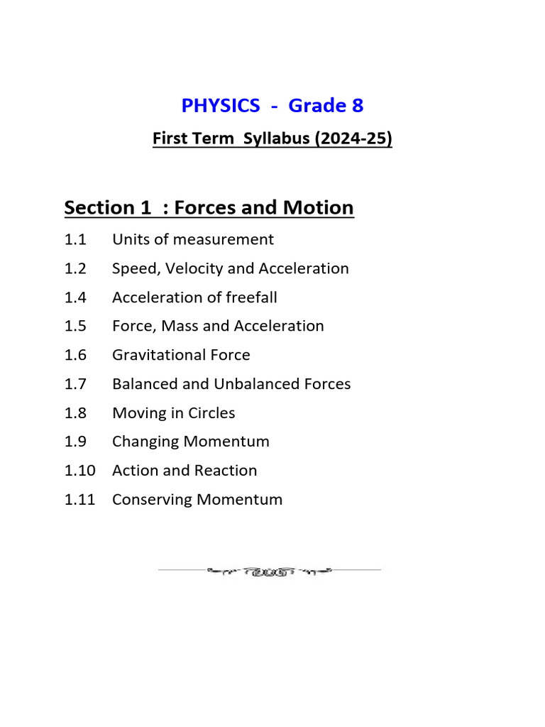 Physics - Grade 8 - Syllabus S | PDF