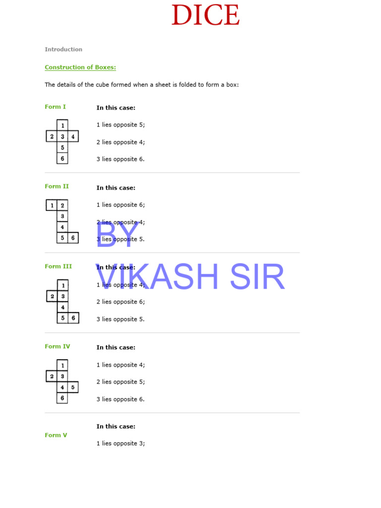 Dice by Vikash Sir | PDF