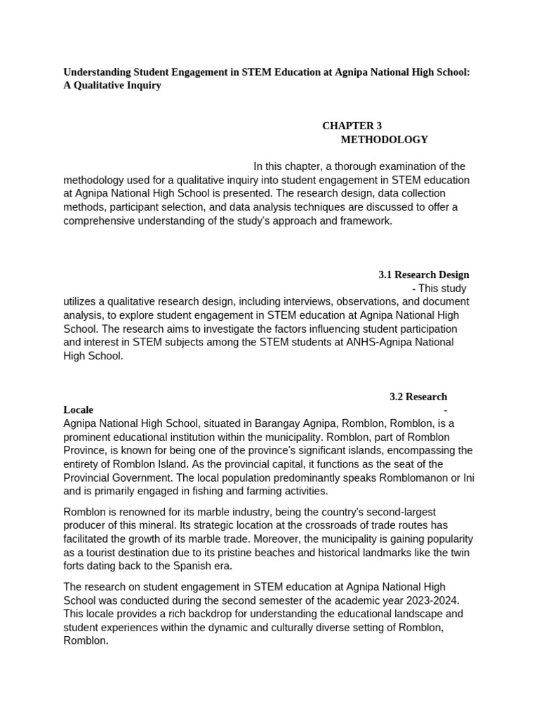 Understanding Student Engagement in STEM Education at Agnipa National High School | PDF
