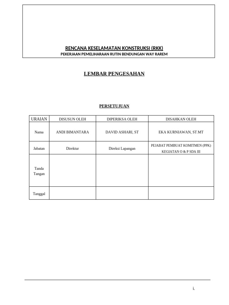 2 - Lembar Pengesahan RKK Rarem Ok!! | PDF