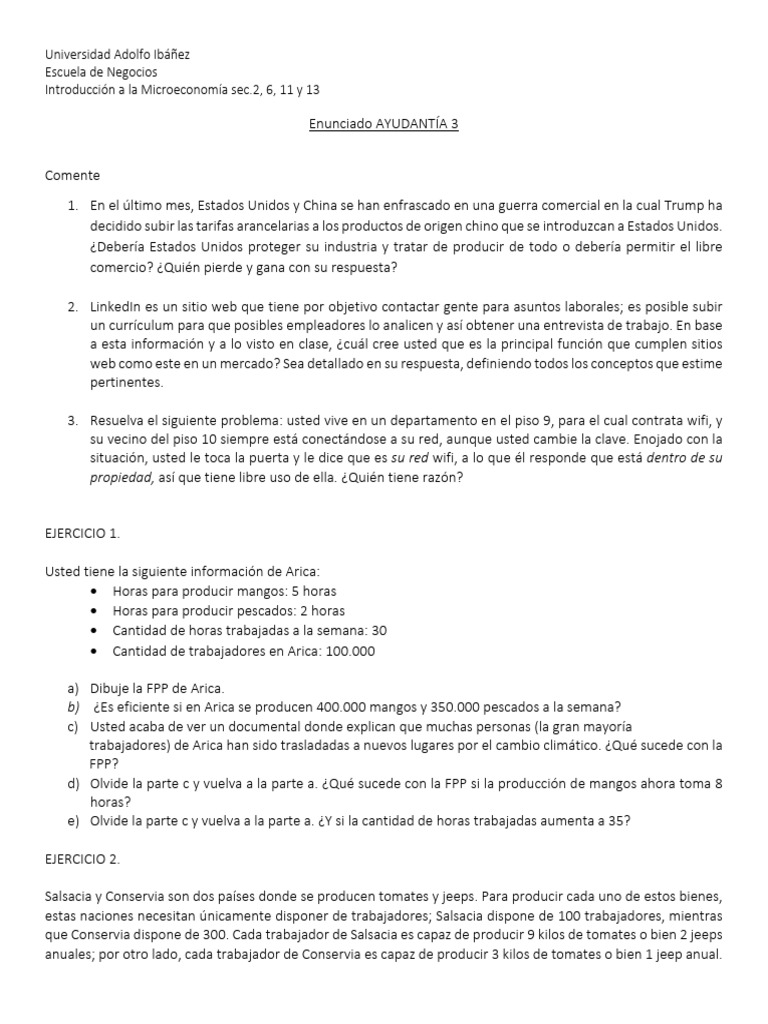 Enunciado Ayudantía 3 - 1 Sem - 2022 | PDF