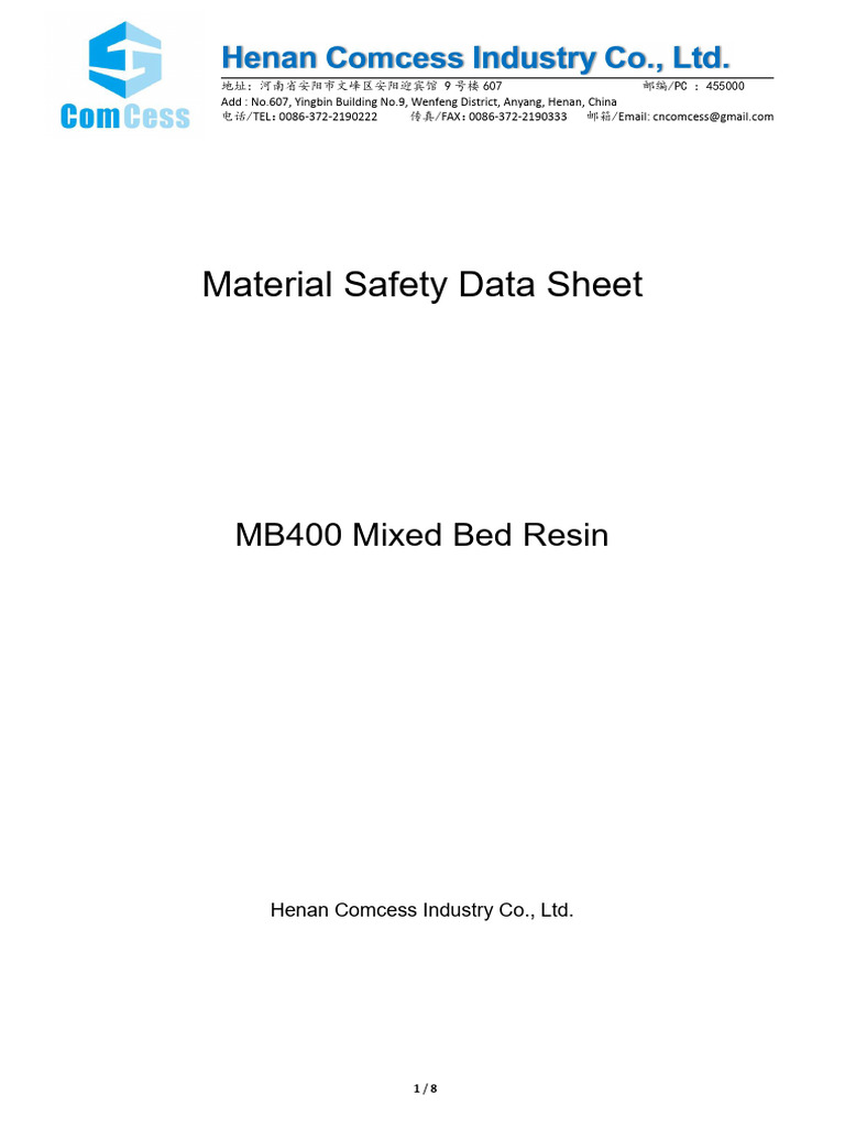 MB400 MSDS (Comcess) | PDF