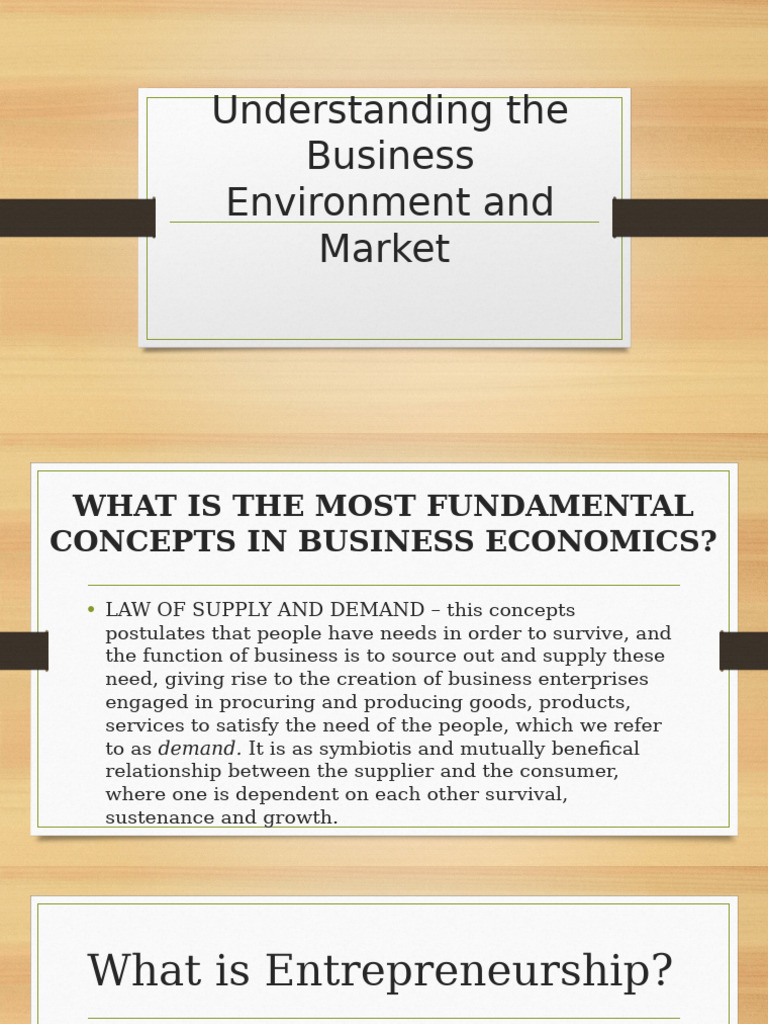 Understanding The Business Environment and Market | PDF ...