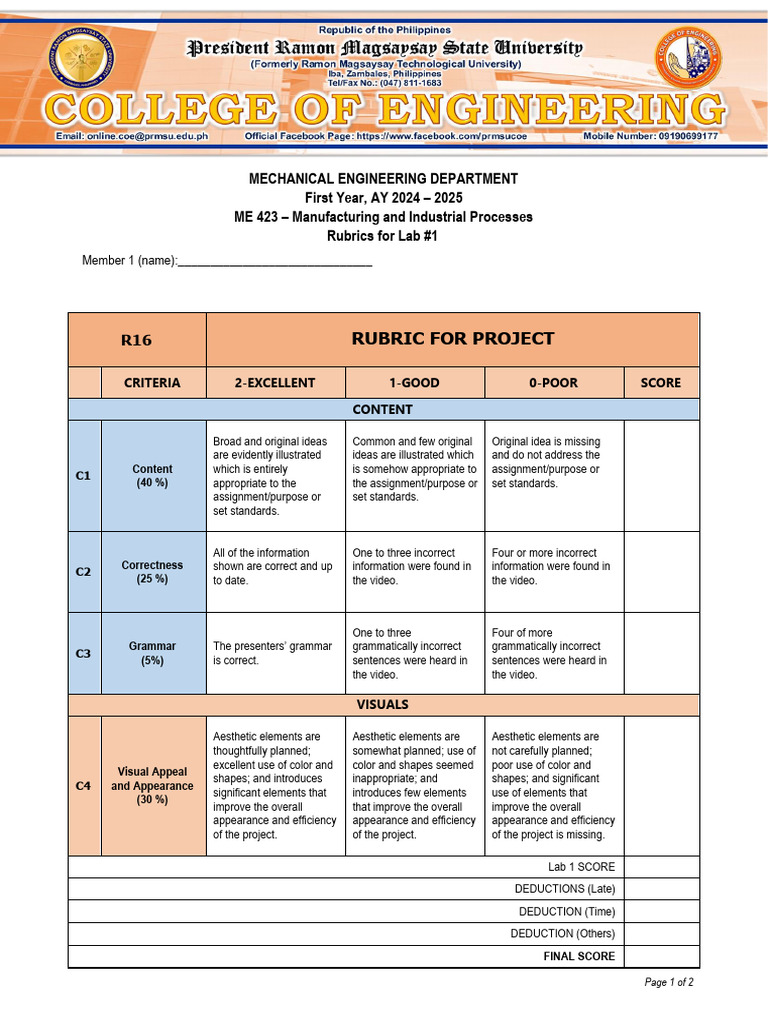 1 1 A Lab 1 Rubrics Pdf