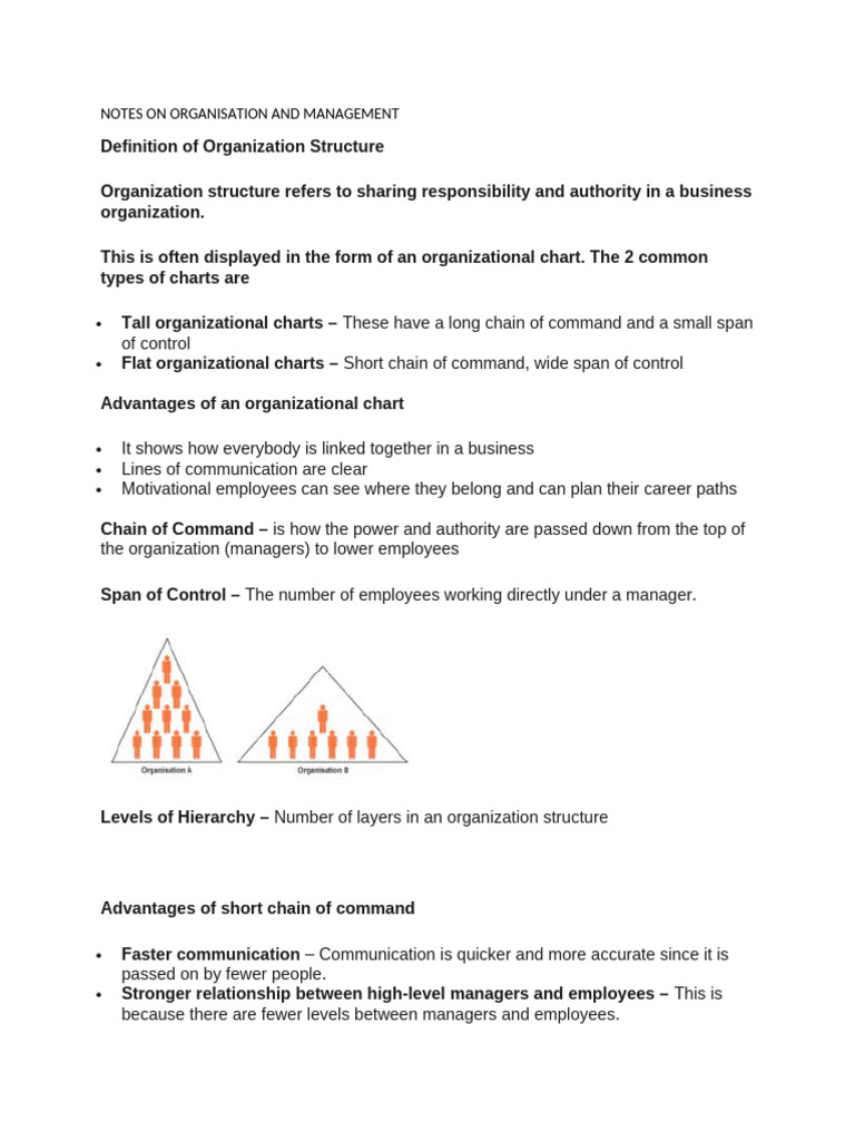 Notes On Organisation and Management | PDF