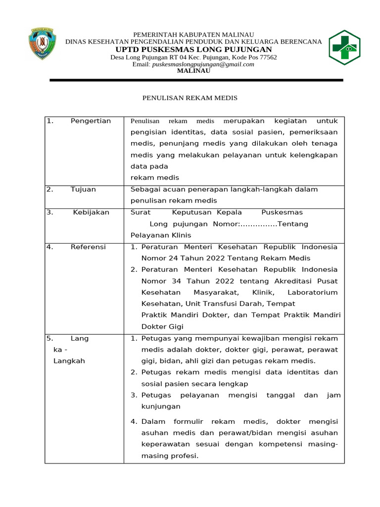 Penulisan Rekam Medis | PDF