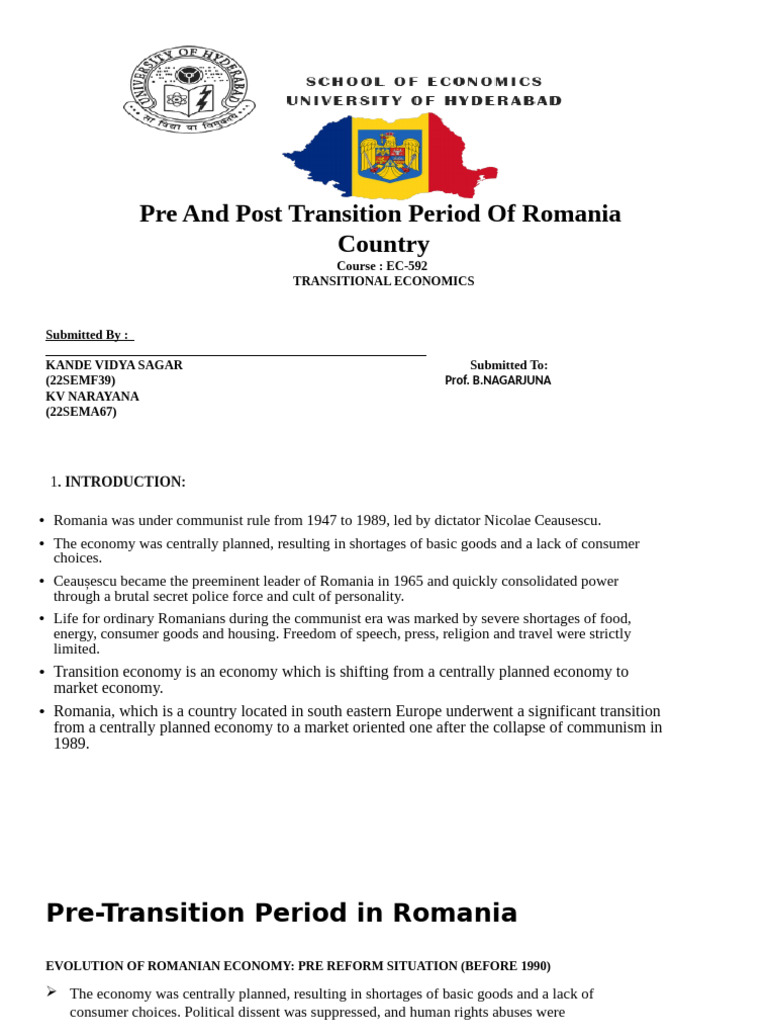 Pre and Post Transition Period of Romania Country 1 | PDF