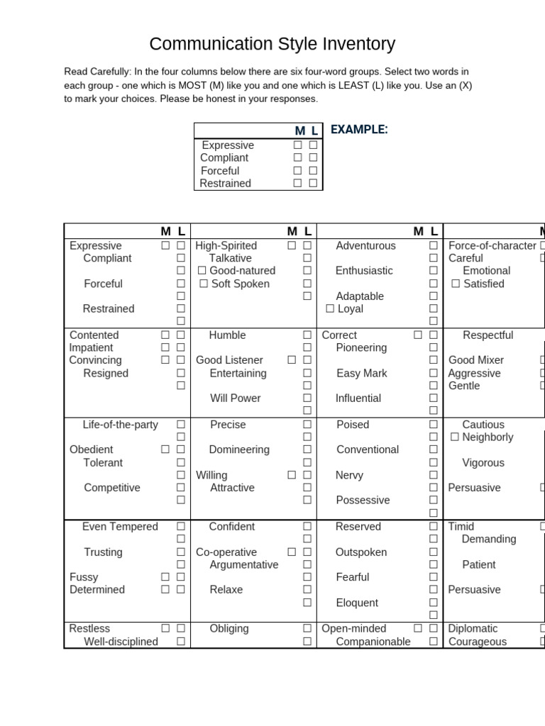 Communication Style Inventory | PDF | Social Psychology | Psychology