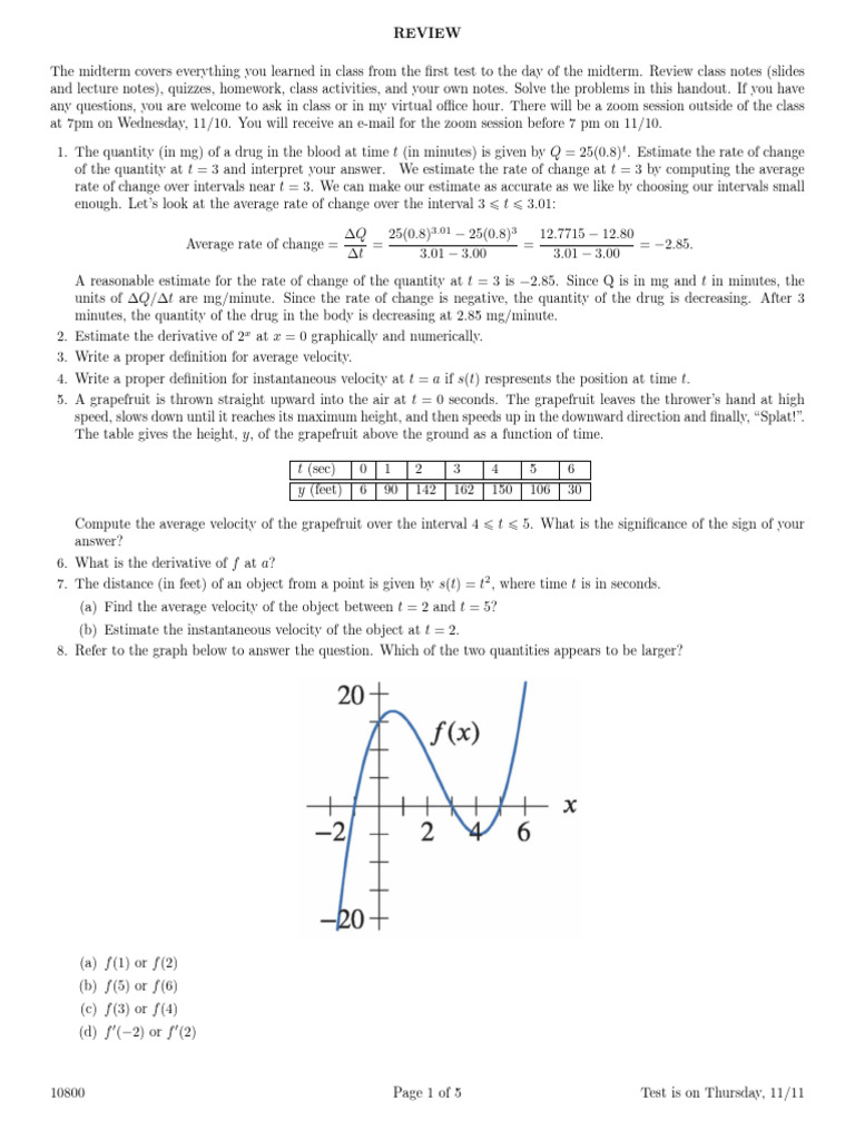Review Calc 1 | PDF