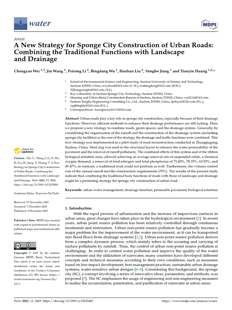 A New Strategy For Sponge City Construction of Urban Roads Combining ...