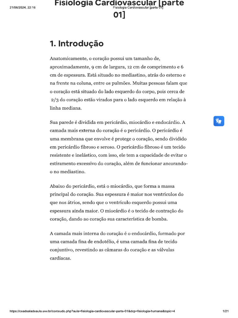 Fisiologia Cardio | PDF