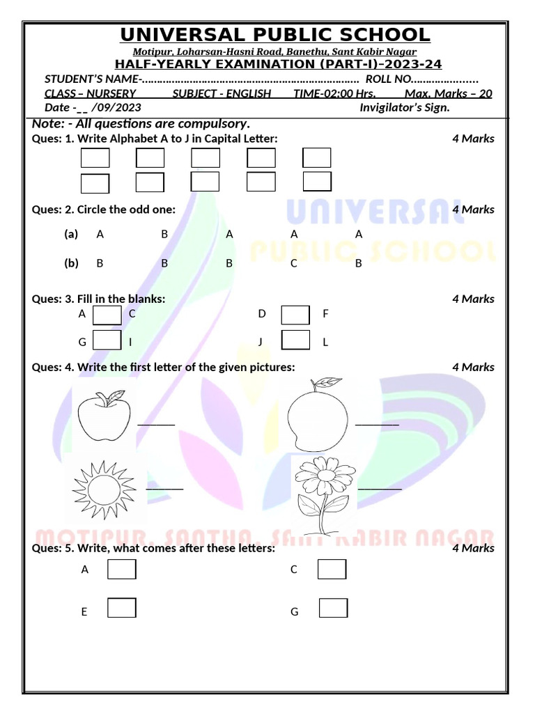 UNIT TEST PAPER ENGLISH-NUR | PDF