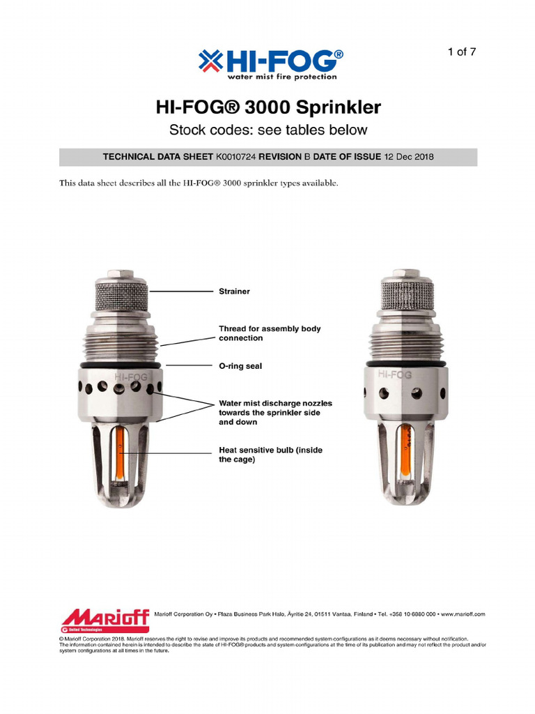 HIFOG 3000 Sprinkler | PDF