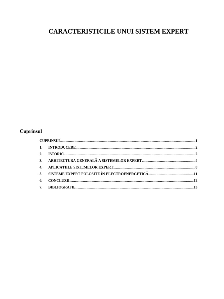 CARACTERISTICILE UNUI SISTEM EXPERT Final Bun | PDF