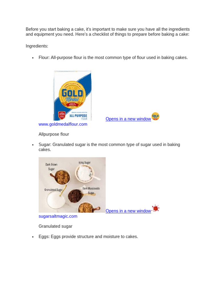 Essential Cake Baking Checklist | PDF | Cakes | Baking