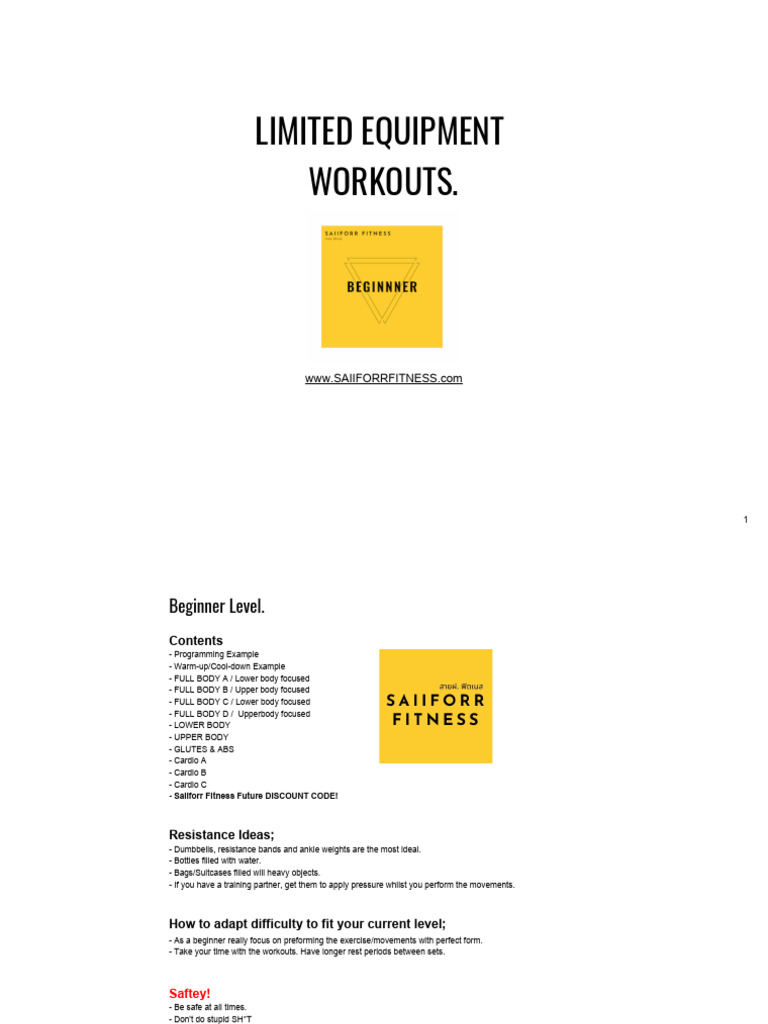 Beginner Limited Equipment Programme | PDF