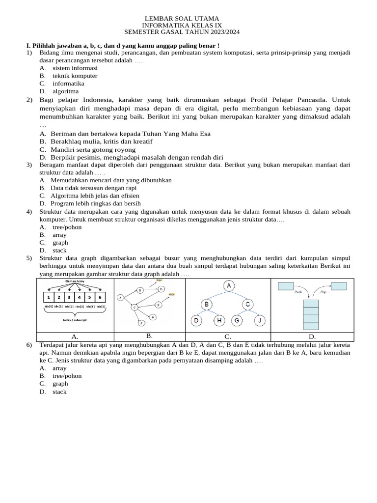 SOAL ASAS INFORMATIKA Kelas 9 | PDF