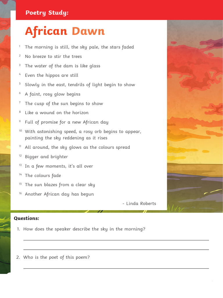 Poetry Study African Dawn | PDF