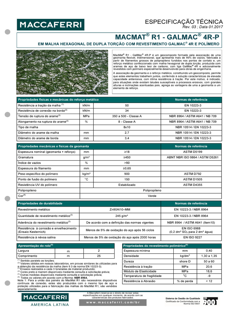 TDS BR MacMat R1 8x10 2.7mm G4R P REV03 JAN17 PT | PDF