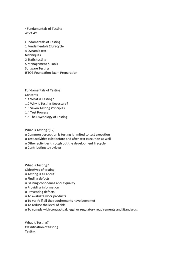 Fundamentals of Testing | PDF