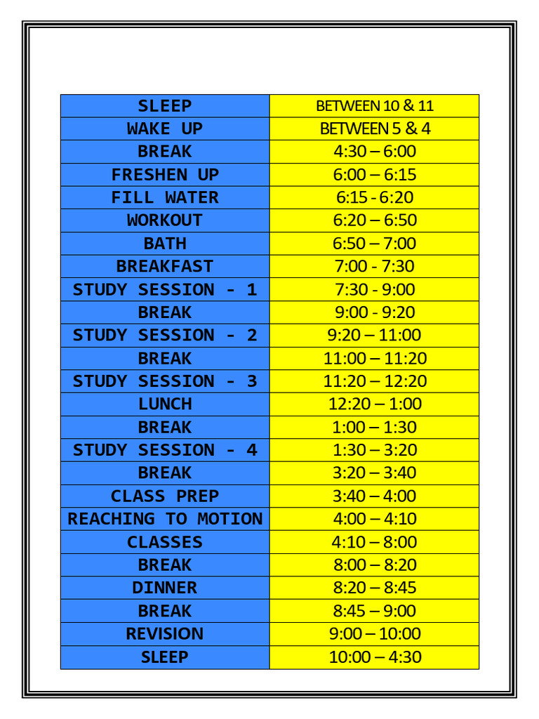 Time Table | PDF